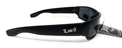 Locs Mad Dog Hardcore Gangster Cholo Narrow Rectangular Sunglasses (Matte Black)