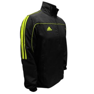 adidas combat sports 3-stripes 100% polyester long sleeve light track jacket - black neon green - medium