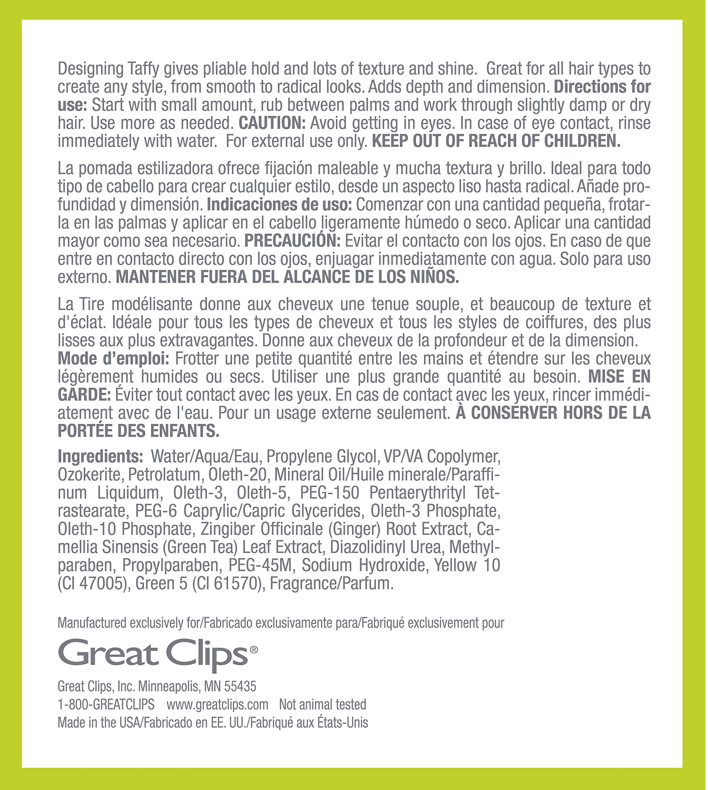 GREAT CLIPS Solutions Designing Taffy 3.4oz | Styling Cream | Pliable Hold with High Shine | Works in Dry or Wet Hair