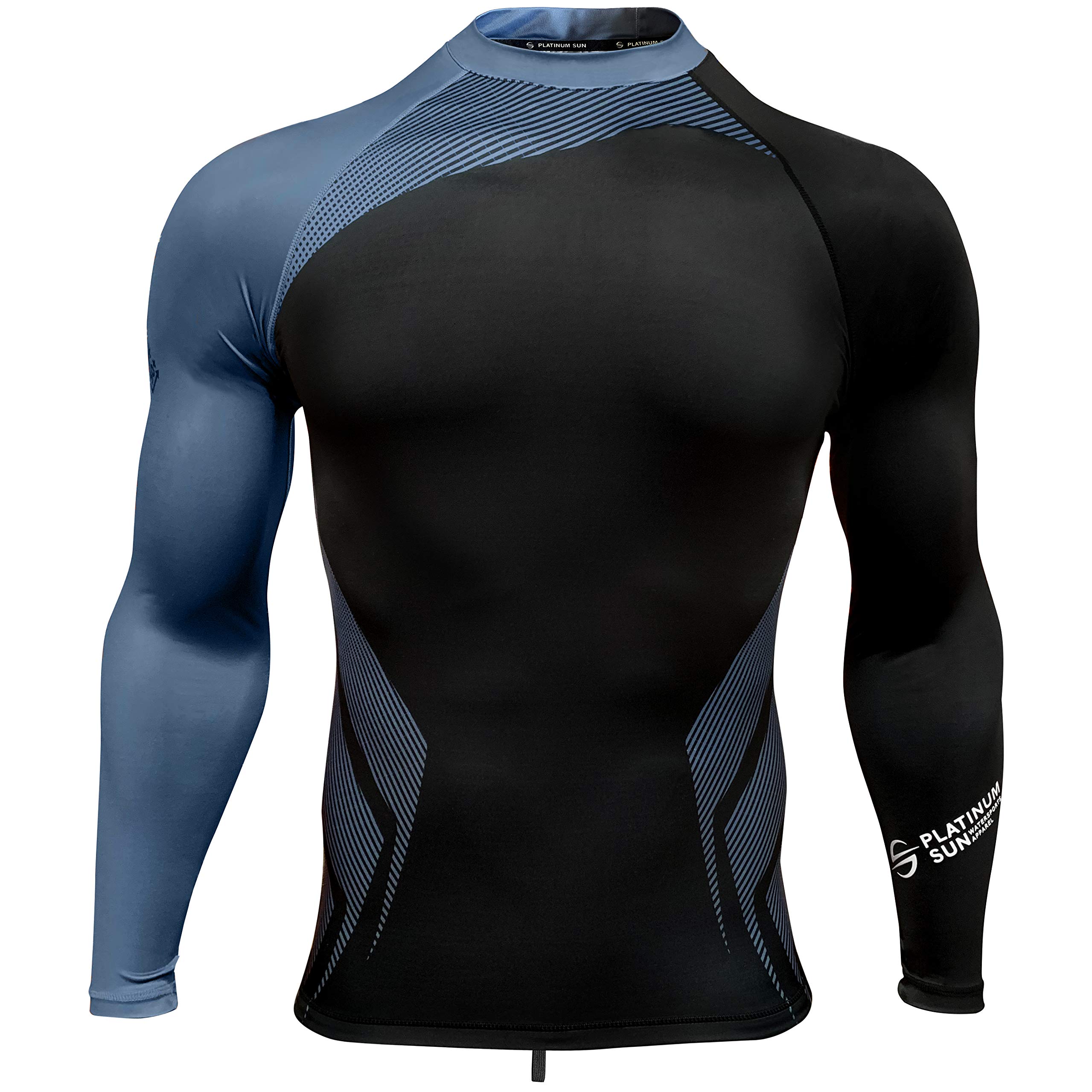 Platinum Sun UPF 50+ Rash Guard for Men Long Sleeve Swim Surf Shirt - Tight Tit UV Rashguard (Cobalt, XXL)