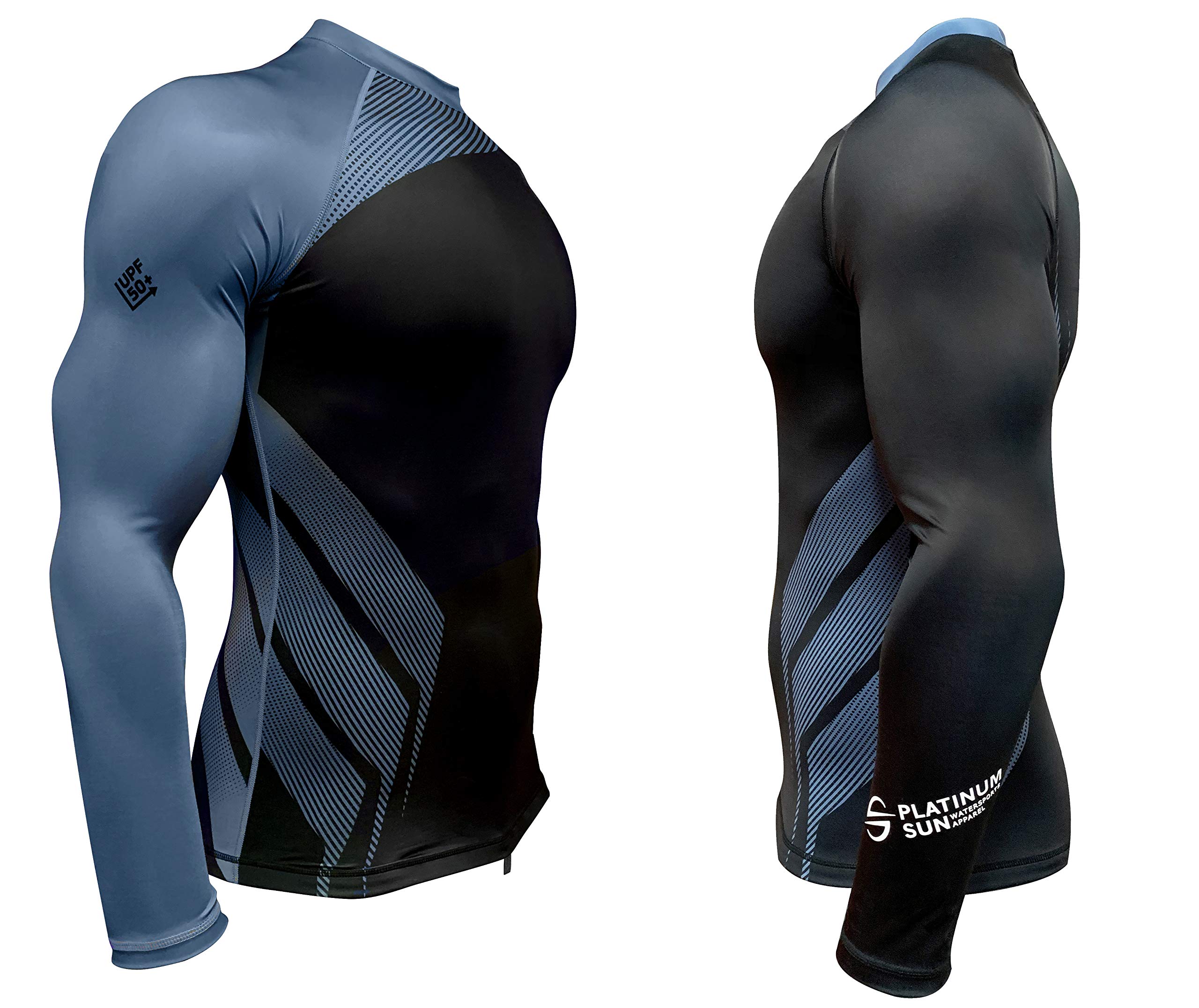 Platinum Sun UPF 50+ Rash Guard for Men Long Sleeve Swim Surf Shirt - Tight Tit UV Rashguard (Cobalt, XXL)