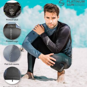 Platinum Sun UPF 50+ Rash Guard for Men Long Sleeve Swim Surf Shirt - Tight Tit UV Rashguard (Cobalt, XXL)