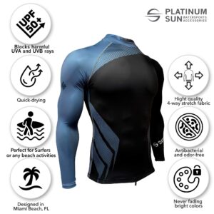 Platinum Sun UPF 50+ Rash Guard for Men Long Sleeve Swim Surf Shirt - Tight Tit UV Rashguard (Cobalt, XXL)