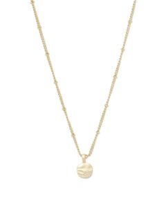 gorjana women's shorebreak pendant necklace, 18k gold plated, ocean coin charm w/wave texture