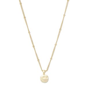 gorjana Women's Shorebreak Pendant Necklace, 18K Gold Plated, Ocean Coin Charm w/Wave Texture