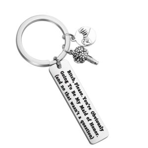 lqri maid of honor proposal gift you're obviously going to be my maid of honor keychain wedding gift for brides bitches bride best friend gift bridesmaid jewelry (sliver)