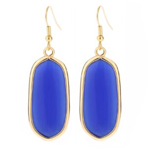 baublestar natural crystal healing stone drop earrings blue opal jasper gemstone quartz oval dangle gold fashion jewelry for women