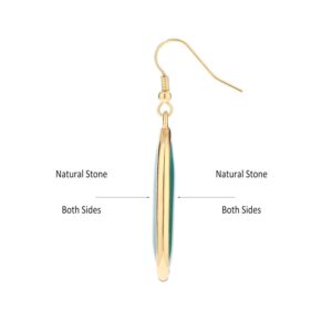 BaubleStar Natural Crystal Healing Stone Drop Earrings Blue Opal Jasper Gemstone Quartz Oval Dangle Gold Fashion Jewelry for Women