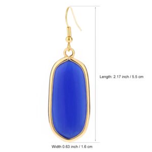 BaubleStar Natural Crystal Healing Stone Drop Earrings Blue Opal Jasper Gemstone Quartz Oval Dangle Gold Fashion Jewelry for Women