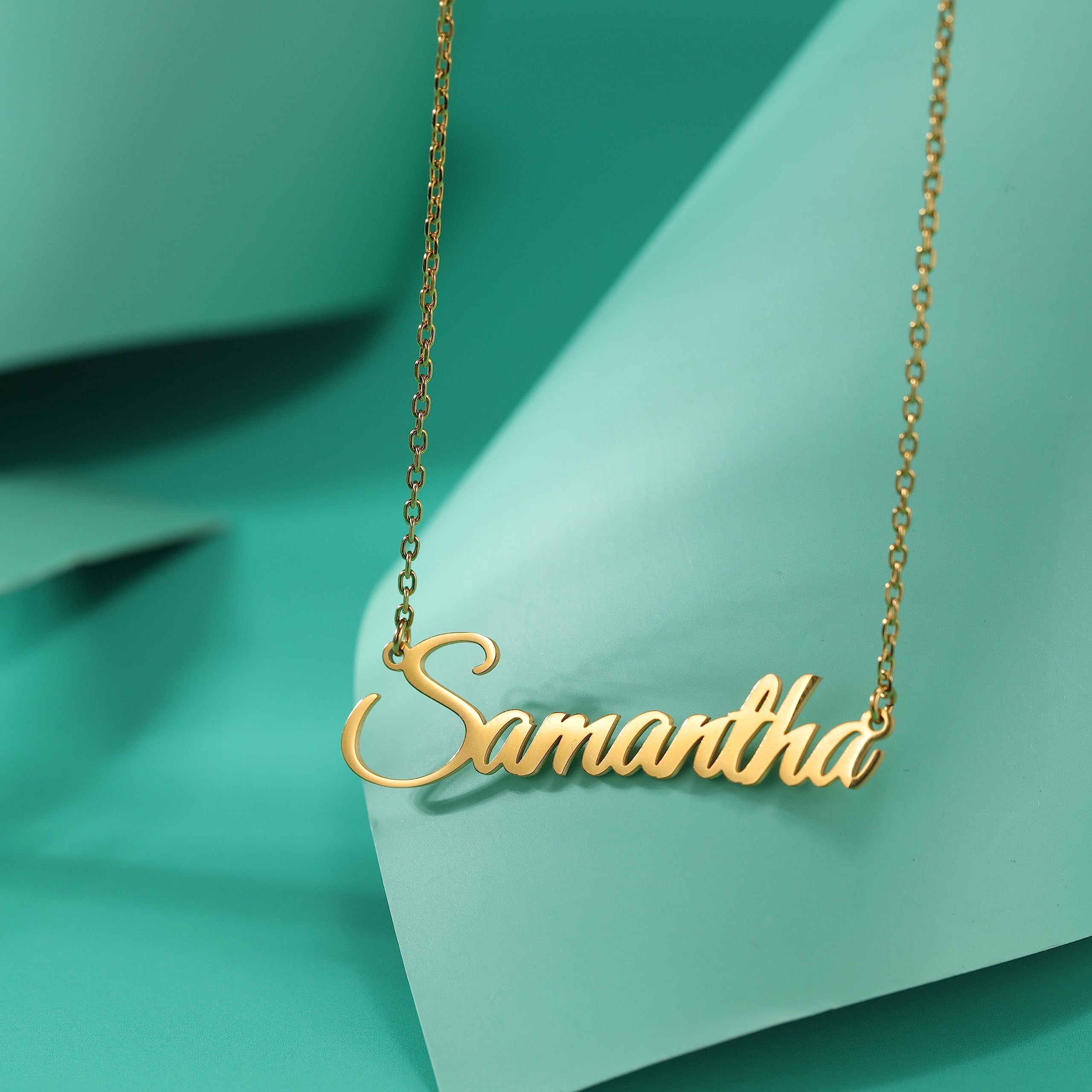 TinyName Custom Name Necklace Personalized 18K Gold Plated Nameplate Customized Jewelry Gift for Women