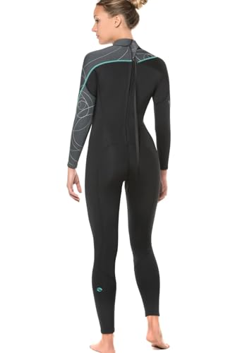 BARE 5MM Women's Elate Full Wetsuit | Comfortable high Stretch Neoprene Material | Long Sleeve | Great for All Watersports, Scuba Diving and Snorkeling | Grey 04