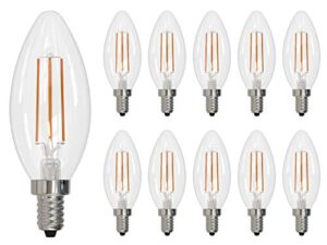 bulbrite item 776856, led filament candelabra light bulb, 4.5 watt, 2700k, for use in chandeliers and sconces, fully dimmable, 40 watt incandescent equivalent (pack of 10)