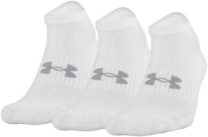 under armour adult training cotton no show socks, multipairs , white (3-pairs) , large