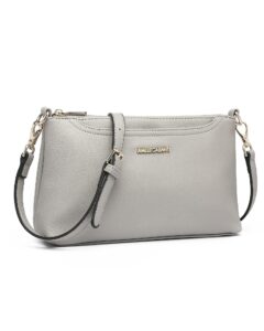 amelie galanti small medium size crossbody bag purse for women,leather shoulder handbag with adjustable strap (grey)