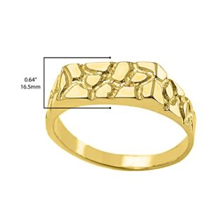 10K Yellow Gold Nugget Style Flat Signet Band or Pinky Ring - Size 8-1/2