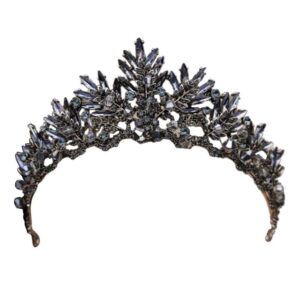 beaupretty baroque queen crown crystal wedding crown for women gothic baroque crown vintage headband luxury headpiece for wedding prom halloween costume(black)