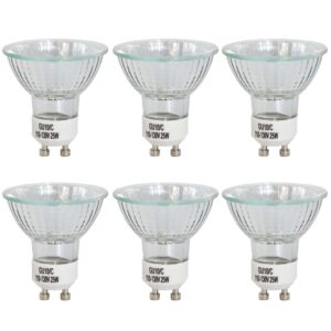 serbion gu10 halogen light bulbs, gu10+c candle warmer lamp with dimmable, mr16 120v 25w with gu10 base for track light bulbs and range hood light bulbs, warm white, 3000+hours long-lastin pack of 6