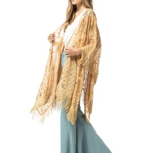 Anna-Kaci Womens Oversized Gatsby Hand Beaded Fringed Sequin Evening Shawl Wrap, Gold, Onesize