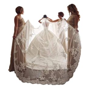 elliehouse womens embroidery lace ivory wedding bridal veil with comb s60iv