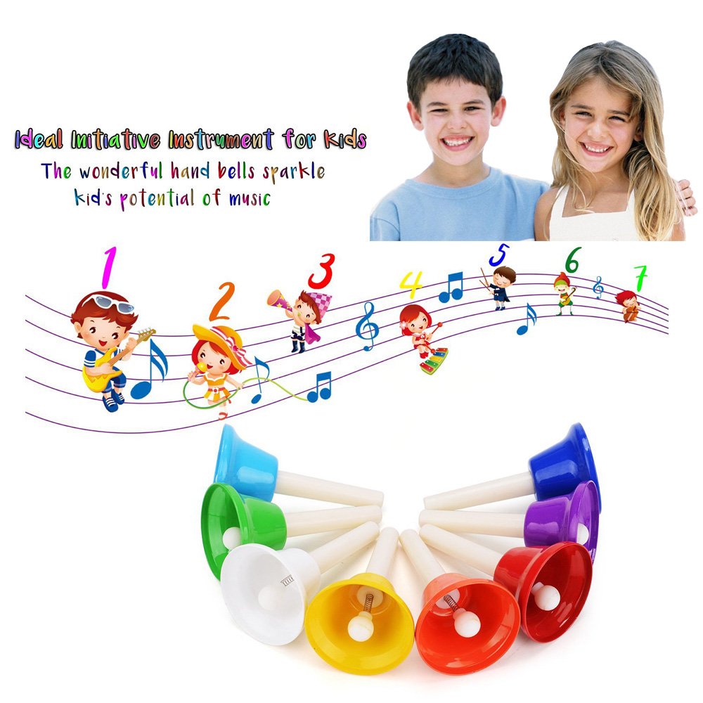 Handbell,8-Note Diatonic Hand Bells Set,Colorful Musical Instrument for Kids,Toddlers Adults,Perfect for Festivals, Teaching,Church,Weddings,Family Parties Come with Carry Bag