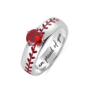 getname necklace personalized american baseball sport softball band ring engraved baseball solitaire birthstone ring sterling silver 925 wedding band