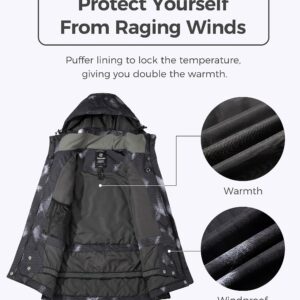 wantdo Women's Waterproof Fully Taped Seams Ski Jacket Rain Jacket with Detachable Hood Black L