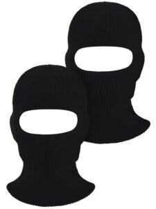 2 pieces 1 hole ski mask knitted face cover winter balaclava full face mask for men women winter outdoor sports black