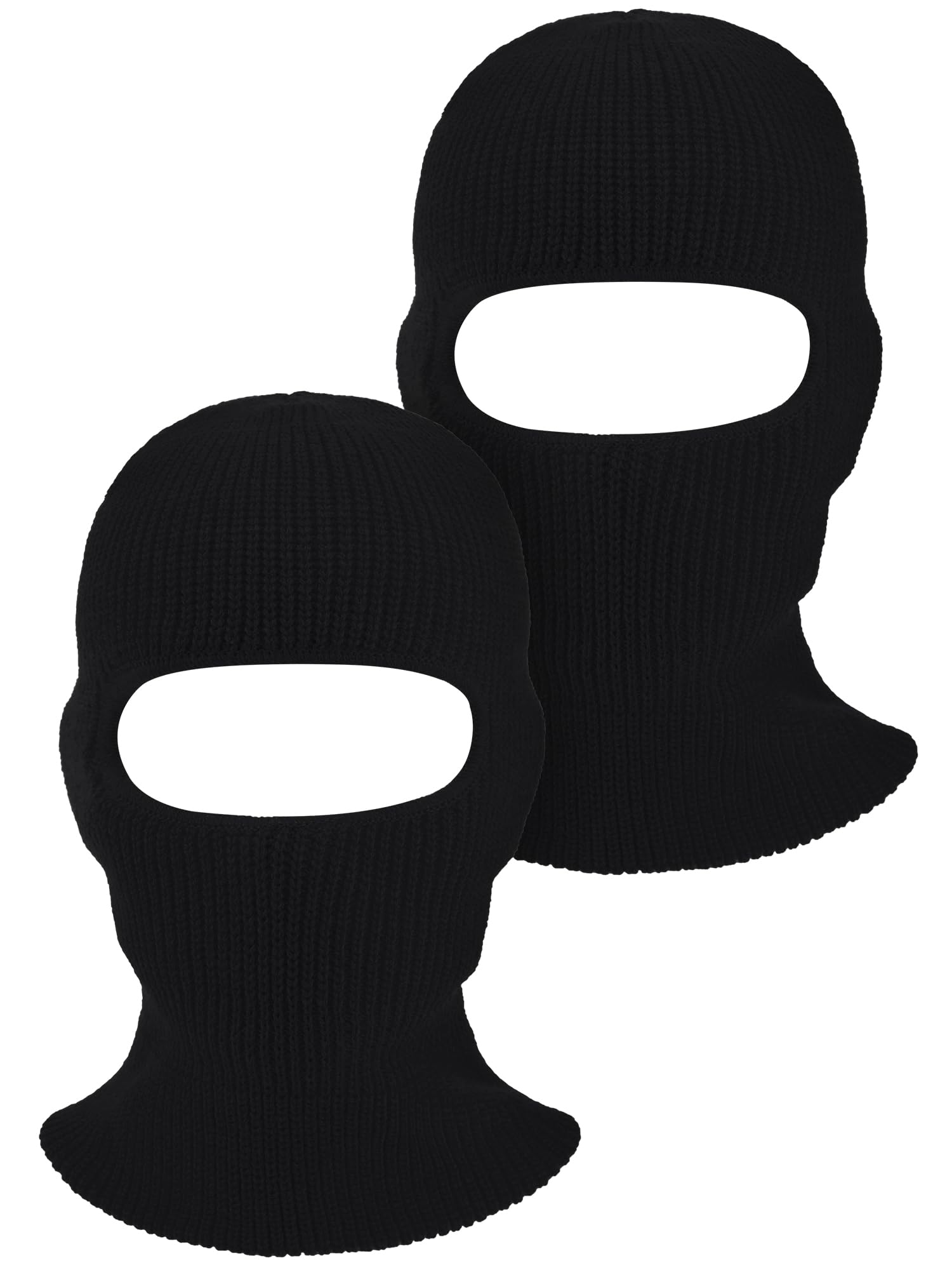 2 Pieces 1 Hole Ski Mask Knitted Face Cover Winter Balaclava Full Face Mask for Men Women Winter Outdoor Sports Black