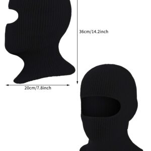 2 Pieces 1 Hole Ski Mask Knitted Face Cover Winter Balaclava Full Face Mask for Men Women Winter Outdoor Sports Black