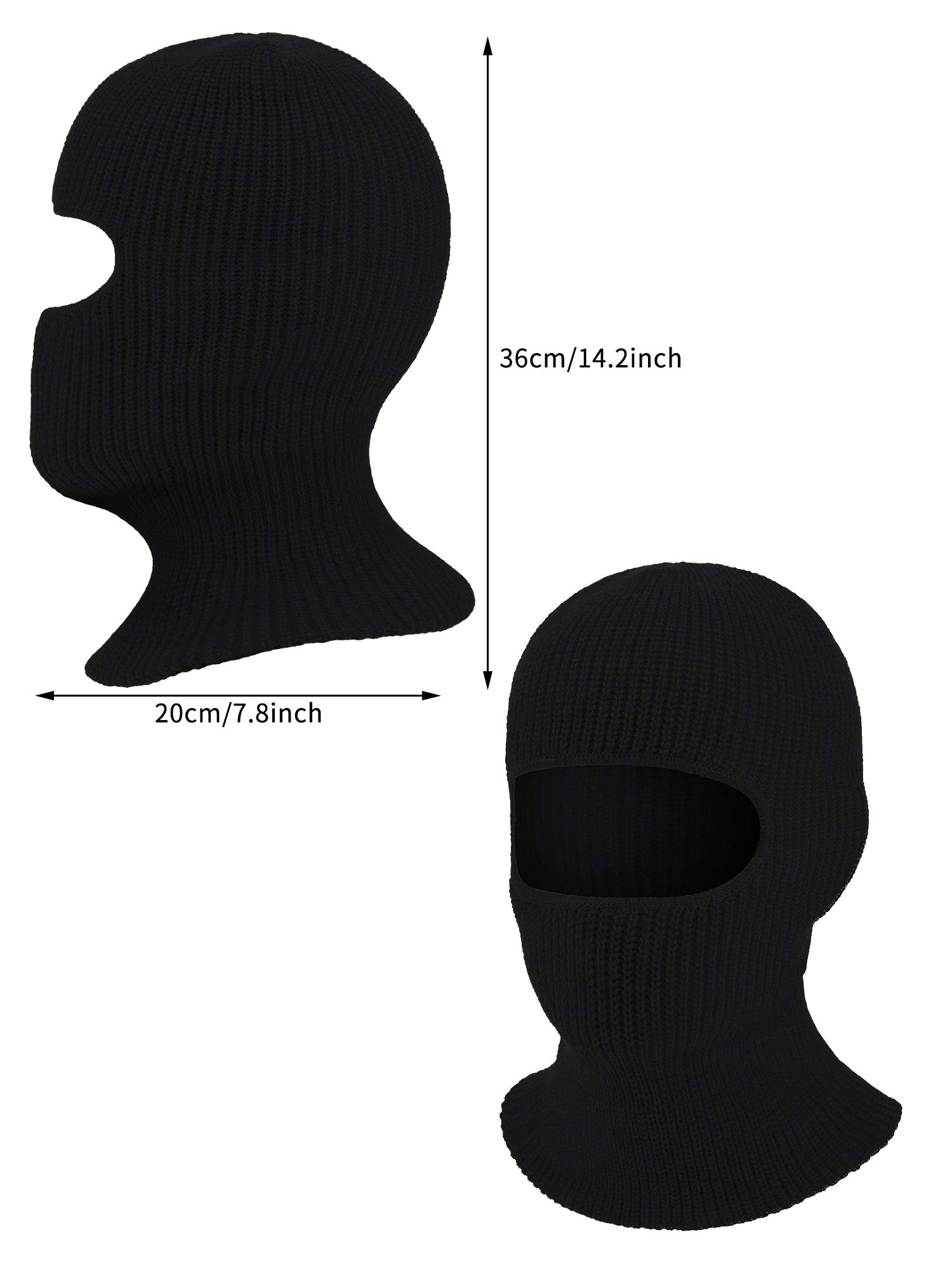 2 Pieces 1 Hole Ski Mask Knitted Face Cover Winter Balaclava Full Face Mask for Men Women Winter Outdoor Sports Black