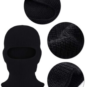 2 Pieces 1 Hole Ski Mask Knitted Face Cover Winter Balaclava Full Face Mask for Men Women Winter Outdoor Sports Black