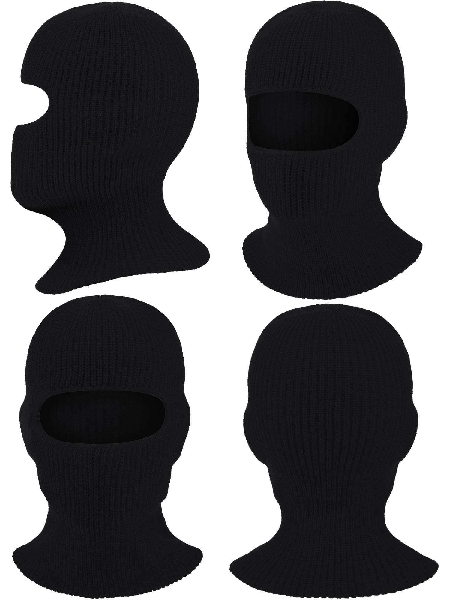 2 Pieces 1 Hole Ski Mask Knitted Face Cover Winter Balaclava Full Face Mask for Men Women Winter Outdoor Sports Black