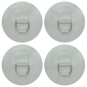 auxphome 4 x stainless steel d-ring pad/patch for pvc inflatable boat raft dinghy kayak - no glue - light grey