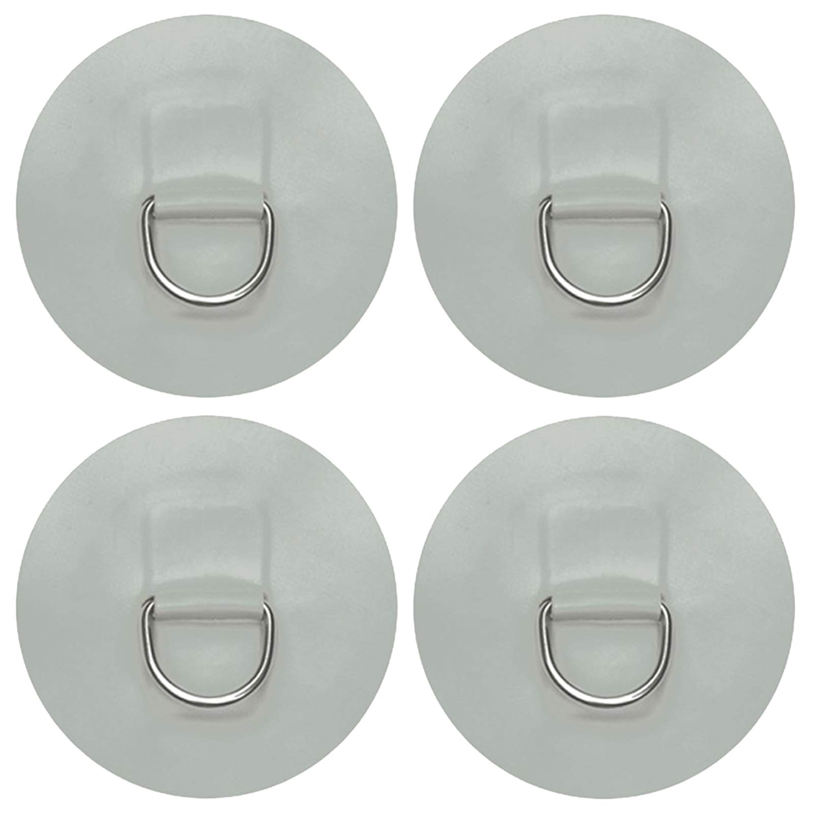 AUXPhome 4 X Stainless Steel D-Ring Pad/Patch for PVC Inflatable Boat Raft Dinghy Kayak - No Glue - Light Grey