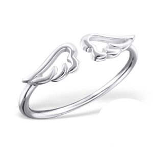 icyrose 925 sterling silver open angel wings above knuckle ring mid finger top stacking or can use for toe ring summer women's adjustable 19930