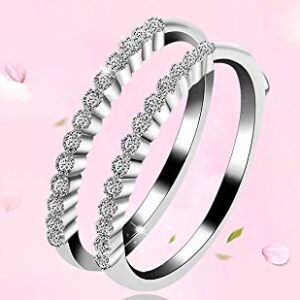 Uloveido Women's Round Cut Lab Created White Diamond Anniversary Enhancer Ring Double Eternity Wedding Band Enhancer Guard Y503 (size 8)