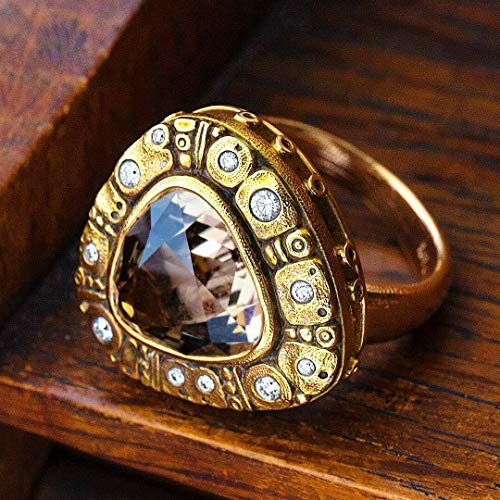 Delicate 18K Yellow Gold Filled Champagne Crystal Morganite Ring Jewelry Sz 5-10 (9)