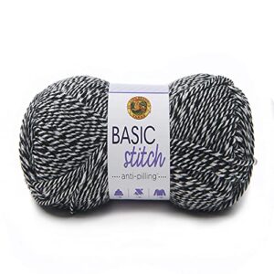 lion brand yarn basic stitch anti-pilling knitting yarn, yarn for crocheting, 1-pack, black/white