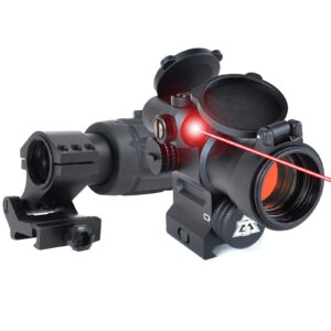 at3 magnified red dot with laser sight kit - 2 moa red dot with laser sight and 3x magnifier (red laser)