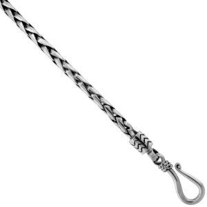 Sterling Silver 3.2mm Bali wheat Chain Bracelet for Women Handmade Antiqued Finish Nickel Free 7 inch