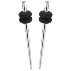 evonix 2pc 16 guage 1.2mm tapers 316l surgical steel tapers 16g plugs earlets double black o-rings