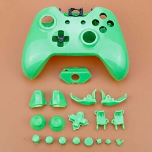 full housing shell case cover + middle frame with full buttons for xbox one wireless controller without 3.5mm jack port (green)