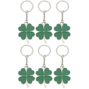 6pcs four-leaf clover fortune keychain lucky shamrock sparkling charm keyring st.patrick day