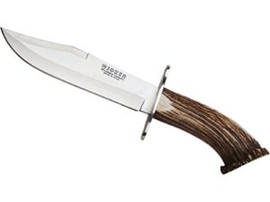 joker cn100 knife, deer horn handle, 7.87 inches mova steel blade, includes brown leather sheath, tool for fishing, hunting, camping and hiking