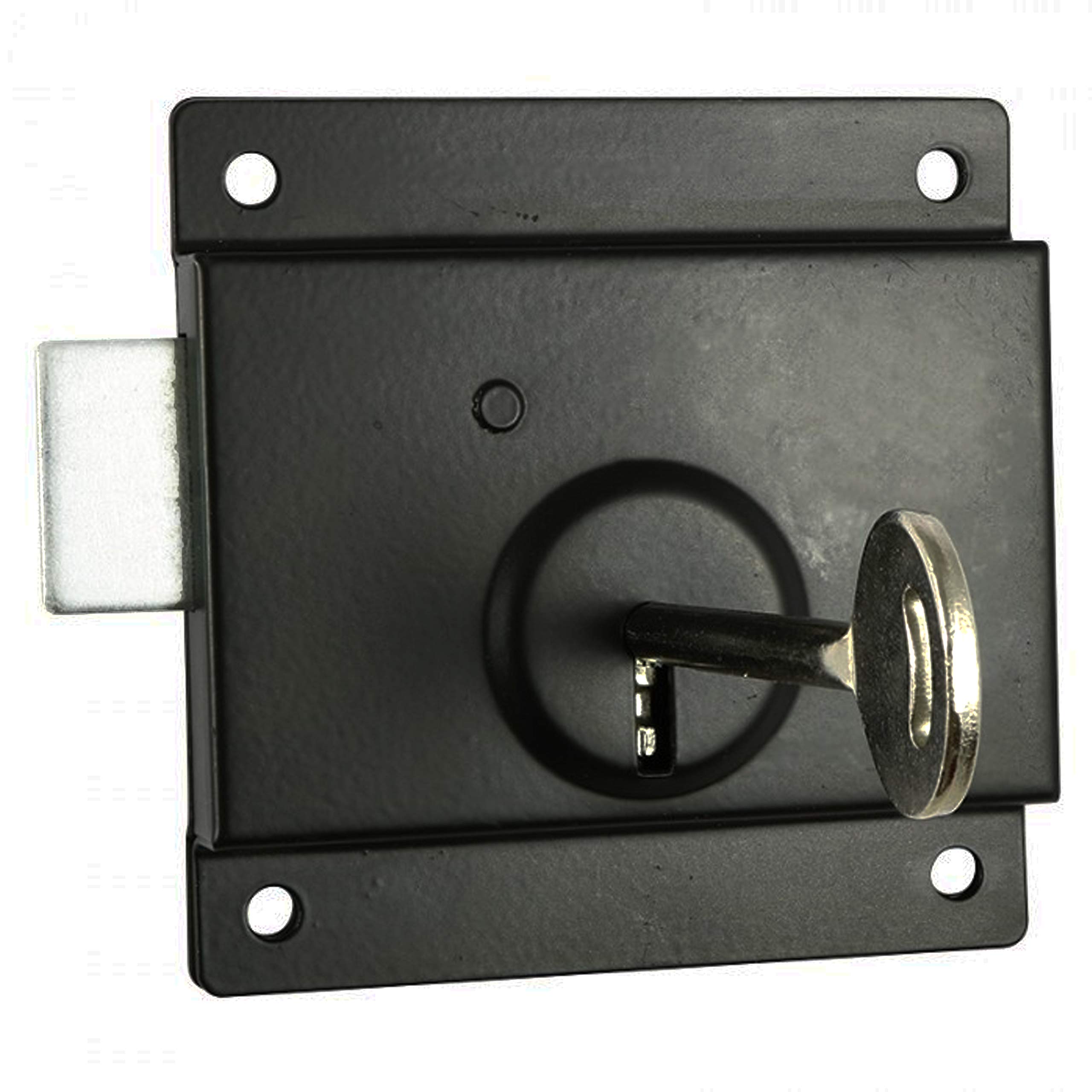 TIMCO Black Antique 4" Pressed Rim Lock - Surface Mounted Shed Door & Gate Deadlock