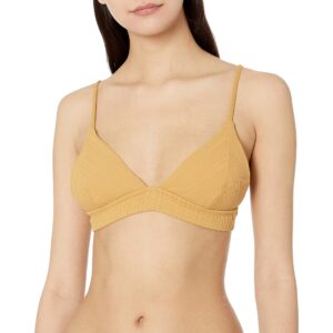 rip curl women's standard premium surf fixed tri bikini top, mustard, l