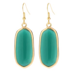 baublestar natural crystal healing stone drop earrings green opal jasper gemstone quartz oval dangle gold fashion jewelry for women