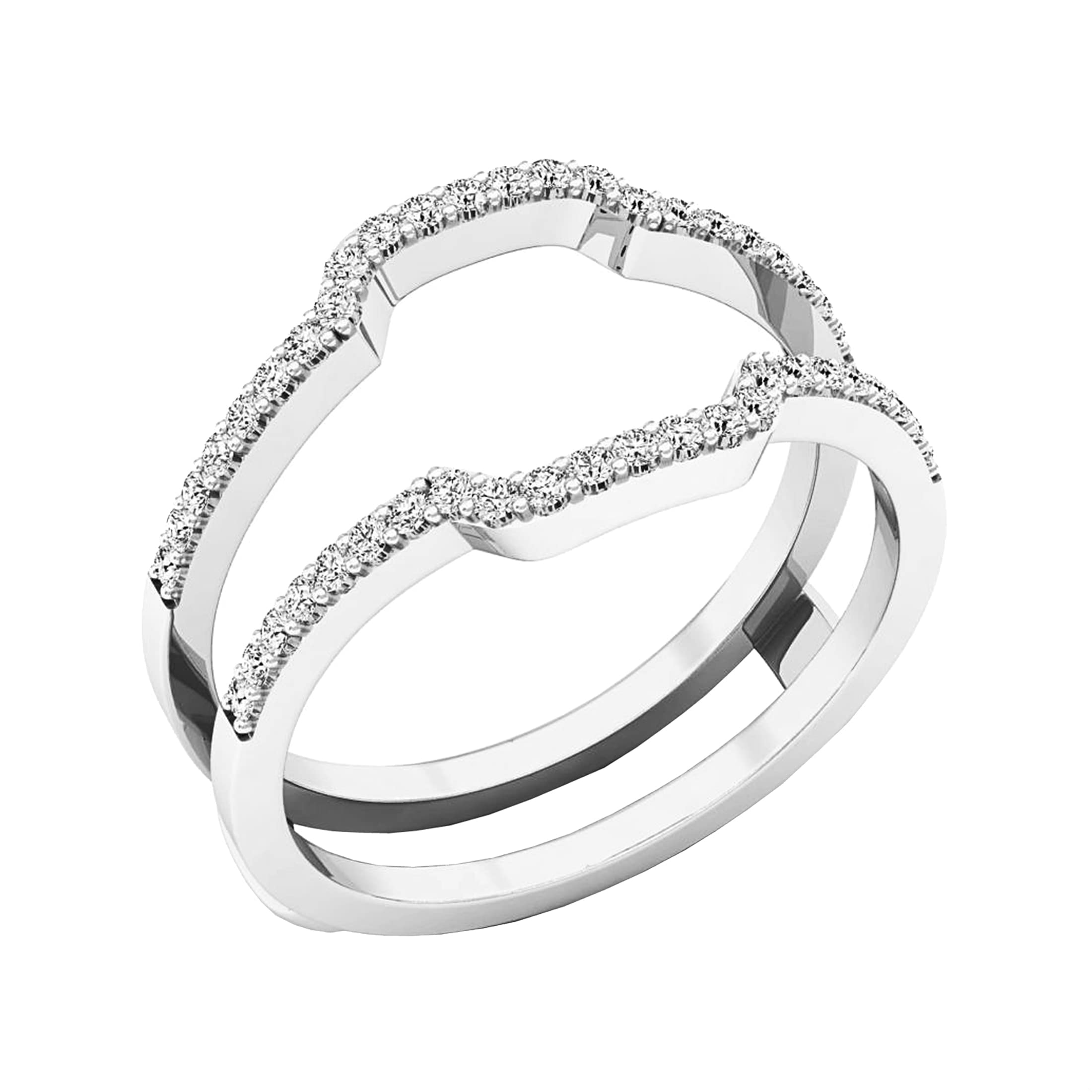 Dazzlingrock Collection 0.33 Carat (ctw) Round White Diamond Wedding Enhancer Guard Ring for Women in 14K White Gold Size 5.5