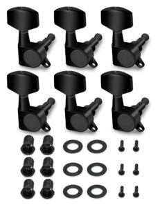 metallor sealed string tuning pegs tuning keys machines heads tuners 6 in line right handed electric guitar acoustic guitar parts replacement black.