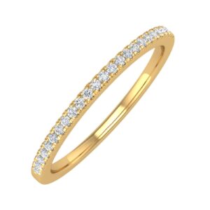 finerock 1/10 carat (ctw) 14k yellow gold ladies diamond stackable anniversary ring (ring size 4) (i1-i2 clarity)